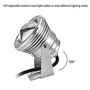 Omabeta 12V 10W RGB Waterproof Aquarium LED Spotlight Lamp Submersible Spotlight Led Light Underwater Spotlight Night Light Lamp for Fish Tank Pool Garden Underwater Black 7.5x9.3 cm(Silver)