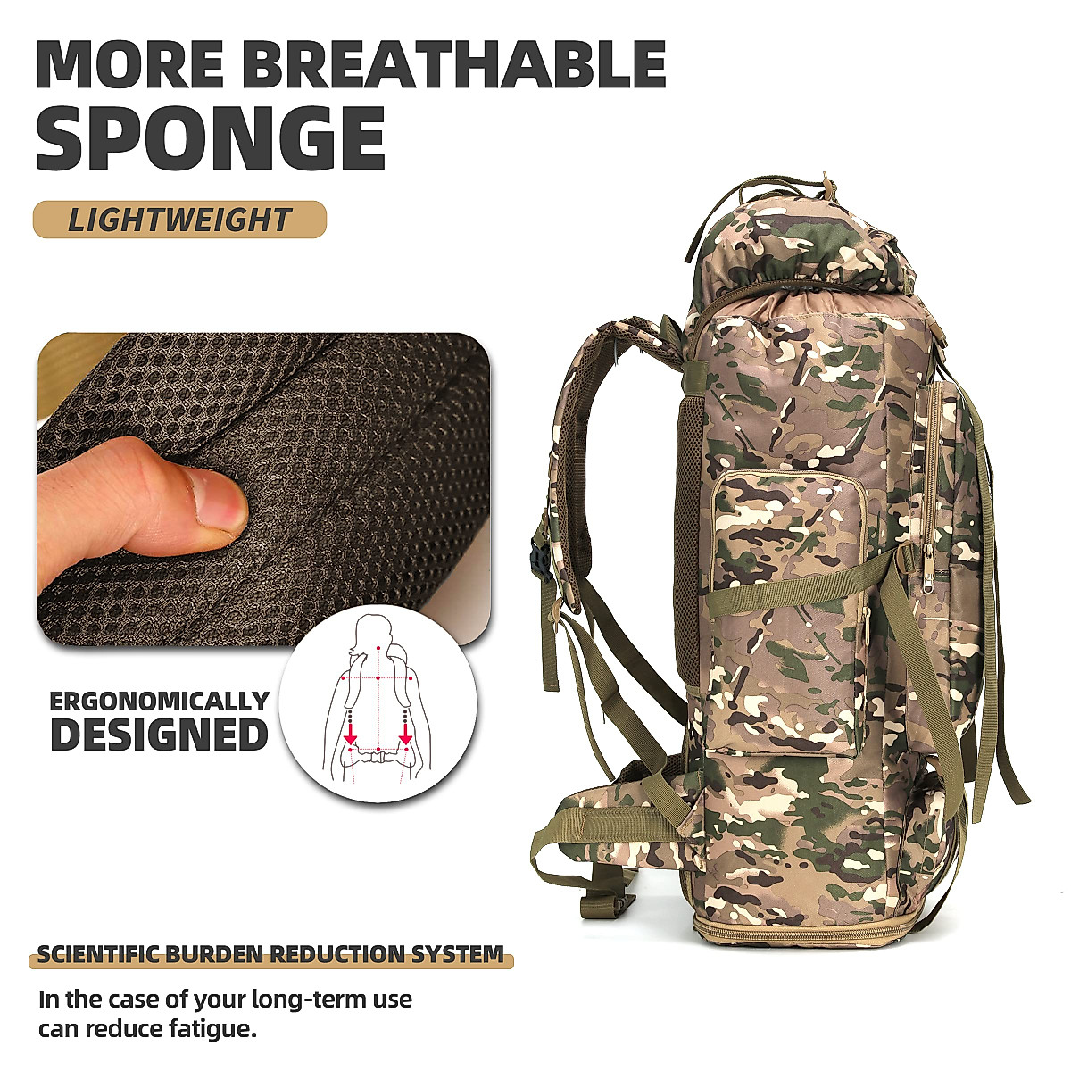 BNMJVJL 100L Camping Hiking Military Tactical Backpack Outdoor Climbing Sport Bags for Camping,Backpacking