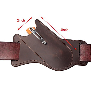 Leather Knife Sheaths for Belt, Knife Holster, Pocket Knife Sheath, EDC Leather Sheath for Folding Knife Carrier