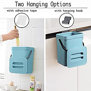 Small Trash Can with Lid, LALASTAR Compost Bin Indoor Kitchen Sealed Under Sink for Kitchen, Food Waste Bin for Countertop, Mountable Garbage Can for Bathroom, RV, 5L/1.3 Gal, Blue