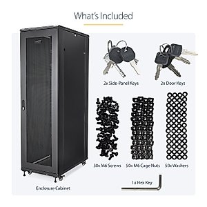 StarTech.com 4-Post 42U Server Rack Cabinet, 19" Data Rack Cabinet for IT Equipment Mount, Full Size Network Cabinet Storage