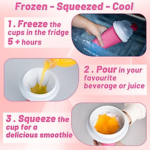 Slushie Maker Cup Frozen Magic: TIK TOK Smoothies Cooling Cup, Double Layer Silica Cup, DIY Homemade Slushies, Portable Squeeze Icy Milkshake Cup Gift for Childrens
