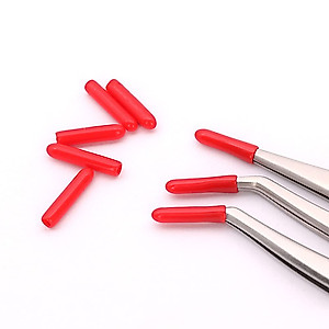 100 Pieces Red Plastic Eyelash Tweezers Cover Grafting Eyelashes Tips Covers Tweezer Point Protectors for Stainless Steel Straight Elbow Tweezers