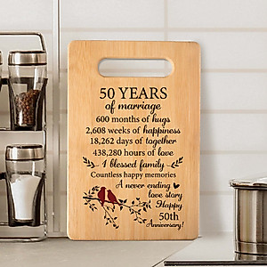 50th Wedding Anniversary Cutting Board Gifts,50th Anniversary Wedding Gift Ideas,50th Wedding Anniversary Decorations,50 Years of Marriage Couple Gifts for Husband Wife Parents Grandparents (11"X7")