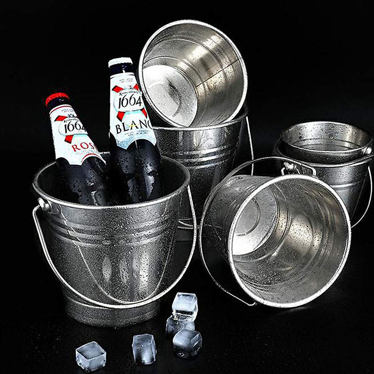 Champagne Ice Bucket Cocktail Party Ice Bucket 1L Stainless Steel Metal Ice Bucket Pails Champagne Wine Beer Beverage Tub for Drinks Party Ice Cube Container Bucket Favors Pails Favors Pails