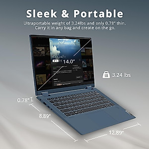 Lenovo IdeaPad Flex 5 2-in-1 Touchscreen Laptop, 14” FHD Display, AMD Ryzen 3 5300U, 4GB RAM, 128GB SSD, Backlit KB, FP Reader, Webcam with Shutter, Wi-Fi 5, Blue, Win 11, 128GB USB Card (Renewed)