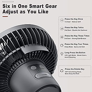 Orfonbi Portable Fold Standing Fan, 4 Speeds Oscillating Fan with Remote Control, Battery Powered Floor Fan,5-48H Working Desk Fan with, 2 Light Mode, Height & Angle Adj