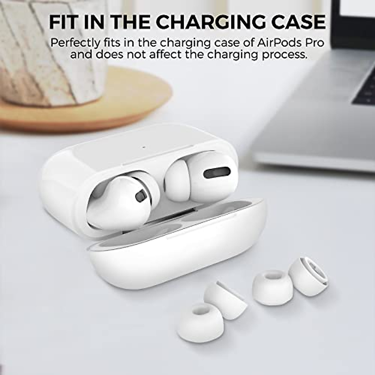 AhaStyle AirPods Pro 2 Replacement Ear Tips with Noise Reduction Hole【Fit in The Charging Case】 6 Pairs Compatible with Apple AirPods Pro 2019 & AirPods Pro 2 2022
