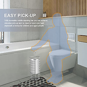 Kerisgo Toilet Paper Holder Stand, Freestanding Bathroom Toilet Paper Organizer, 3 Mega Roll Toilet Paper Holder for Under Sink, Vanity, Cabinet Shelf (Silver)