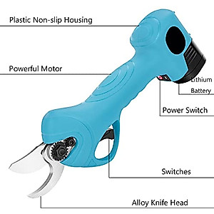Vrseis Cordless Pruning Shears Electric Secateur Lithium Battery Powered Electric Garden Scissors 25mm Max Diameter Rechargeable for Hedge, Bush, Orchard (Size : 2.5x1xBattery)