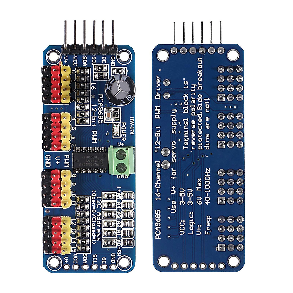 ALMOCN 2PCS PCA9685 16 Channel PWM Servo Motor Driver 12 bit IIC Interface Module for Arduino Robot Raspberry pi