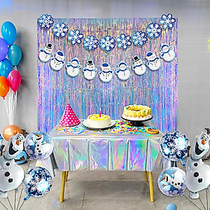 Iridescent Party Streamers Backdrop - GREATRIL Neon Transparent Holographic Tinsel Foil Fringe Curtain for Mermaid/Frozen/Sea/Euphoria/ERAS Party Theme Decorations 2 PCS