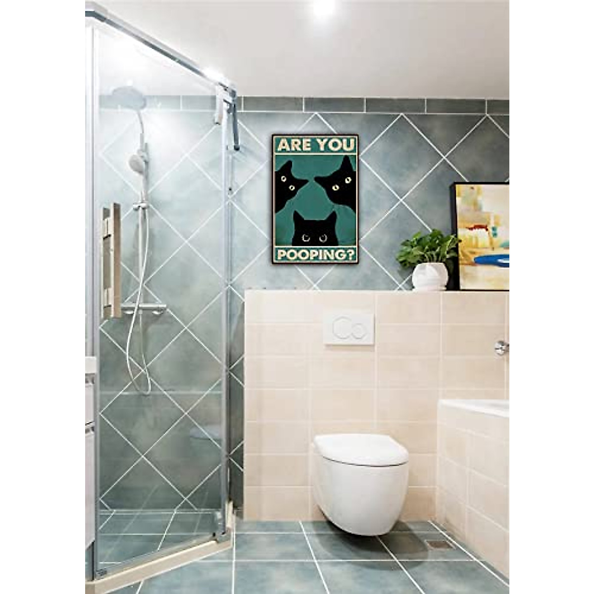 Black Cat Are You Pooping Funny Tin Signs Bathroom Wall Decor 8 x 12 Inch (918)