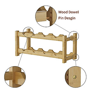 BAMEOS Wine Rack Free Standing 8 Bottle 2 Tier Bamboo Wine Racks Countertop Cabinet Wine Holder Wine Storage Shelf for Kitchen, Bar, Pantry, Wine Cellar, Basement, Countertop (16.85 L x 9.25W x 7H)