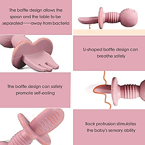 X-Innovatech Silicone Baby Utensils and Small Cup Bpa Free Baby Led Weaning Baby Spoon, Fork and Training Cup for 6 Months and up Anti Choke Baby Self Feeding Supplies（Deep red）