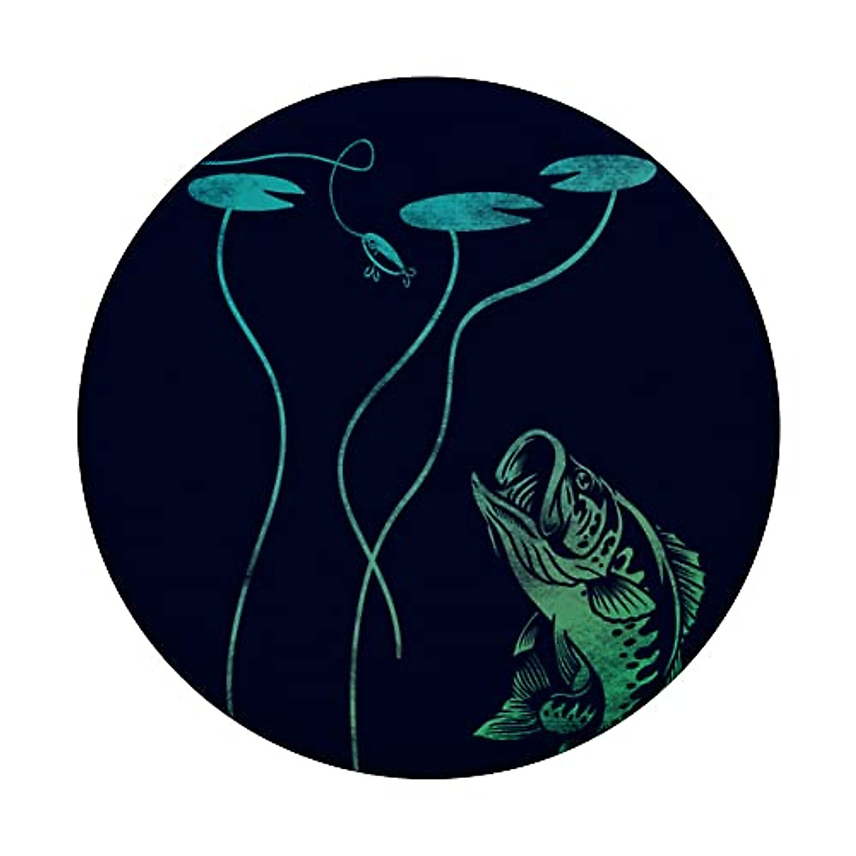 Bass Fishing Bass Rising Lilly Pad Largemouth Bass PopSockets Swappable PopGrip