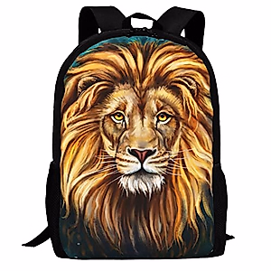 UIACOM Lion School Backpack Cool Lion in Galaxy Bookbags for Teens Kids Boys Girls, Large 17 inch Elementary Junior High University School Bag, Casual Travel Daypack Backpack