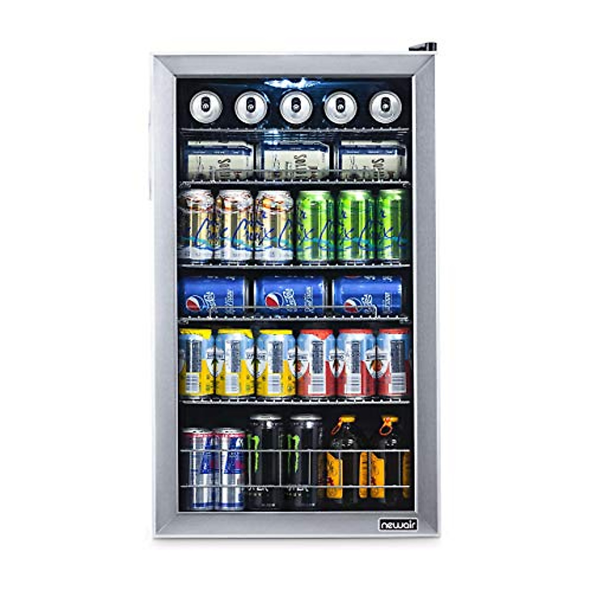 NewAir Beverage Refrigerator Cooler | 126 Cans Free Standing with Right Hinge Glass Door | Mini Fridge Beverage Organizer Perfect For Beer, Wine, Soda, And Cooler Drinks | AB-1200
