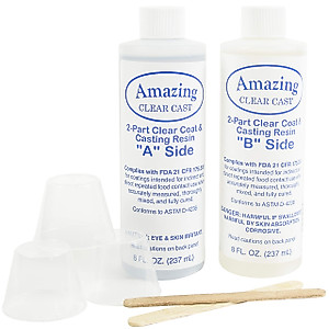 Alumilite Amazing Clear Cast Plus [8 oz A + 8 oz B (16 ounces) 2 Part Kit] UV Resistant Plastic Coating & Casting Epoxy Resin for Countertops, Cups, Tumblers & Crafts | High-Gloss Liquid Glass Finish