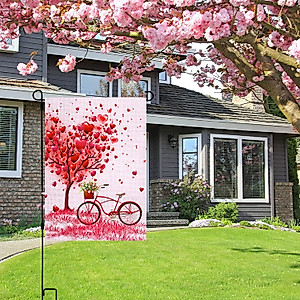 Valentine's Day Garden Flag，12 x 18 Inch Love Flag Valentines Heart Garden Flag Double Side Valentine's Day Decoration（12x18/28x40）
