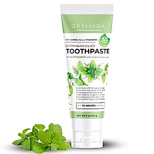 Optivida- Colloidal Silver Infused Coral Toothpaste W/Calcium, Xylitol, and Peppermint Toothpaste 20 ppm Nano All Natural Ingredients - Healthy Gums - Fluoride Free | Glacial Mint & Winter Mint 4 oz