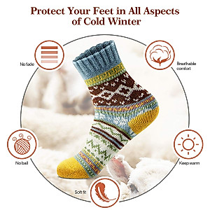 FYC Women Socks Winter - Gifts for Women - Warm Thick Soft Wool Socks Christmas Gifts Socks Cozy Crew Socks, multicolor, One Size