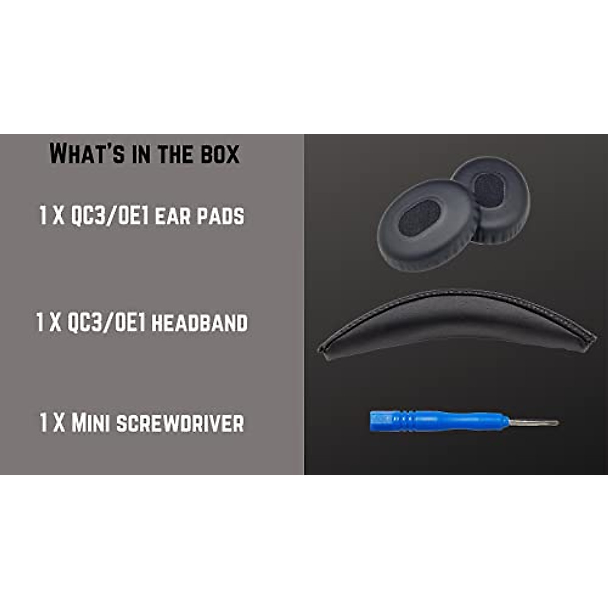 Replacement QC3 Ear Pads/On-Ear Ear Pads and V2 QC3 Headband pad/On-Ear Headband pad Cushion Compatible with Bose QuietComfort 3 (QC3) and Bose On-Ear (OE) Headphones (Black)