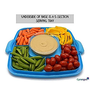 Cynergee Square Portable Cake, Pie, Cupcake, Muffin Carrier with Locking Lid and Collapsible Handles, Includes 50 All Occasion Paper Cupcake Liners, Blue