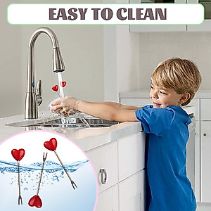 Set of 10 Stainless Steel Fruit forks and 1 Love Holder, Fruit Forks Dessert Forks Salad Forks Food Picks