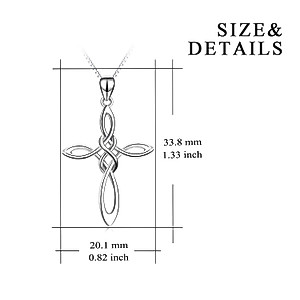 LUHE Cross Necklace Jewelry Sterling Silver Religious Irish Celtic Knot Cross Pendant Necklace Infinity Jewelry Christmas Gifts for Women Teen Girls 18"