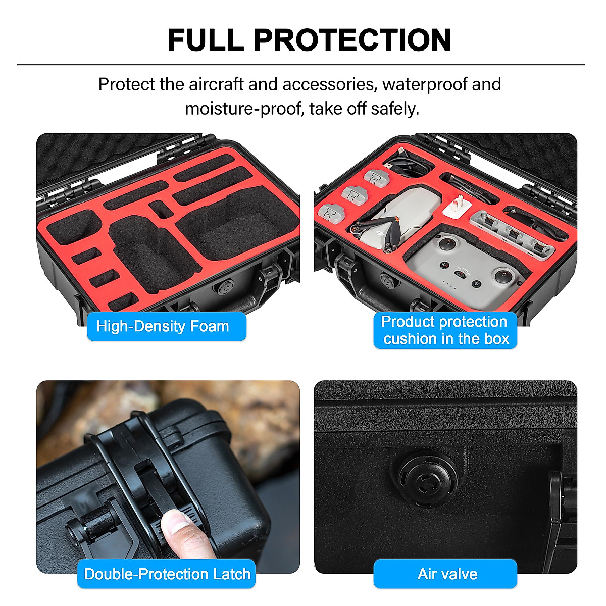 Tomat Mini 4K Case Waterproof Hard Carrying Case for DJI MINI 4K/Mini 2 /Mini 2 SE Fly More Combo Accessories