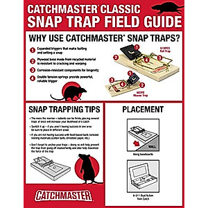 Instant Kill Mouse Snap Traps by Catchmaster - 12 Count, Ready for Use Indoors & Outdoors. Wood Double-Tension Springs Weather-Resistant Corrosion-Resistant Disposable Poison-Free Non-Toxic