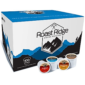 Roast Ridge Single Serve Coffee Pods for Keurig K-Cup Brewers, Variety Pack, Light Roast, Medium Roast, Dark Roast, 100 Count (25 each: Breakfast Blend, Donut Shop, French Roast, Colombian)