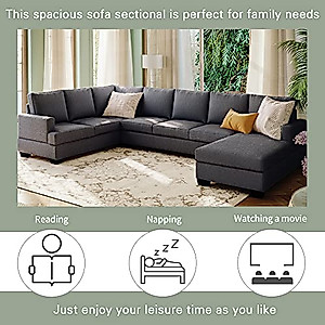 UBGO Living Room Furniture Set,Modern Large Upholstered U-Shape Sectional Sofa, Extra Wide Chaise Lounge Couch, Modular Sleeper Oversized Sofá,for Office, Spacious Space-Grey