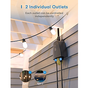 meross Outdoor Smart Plug Compatible with Apple HomeKit, Siri, Alexa, Google Assistant and SmartThings, Waterproof WiFi Outdoor Outlet, Remote & Voice Control, Timer, FCC and ETL Certified