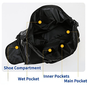 Classic Striated Gym Bag for Women Sports Tote Travel Bags Carry On with Shoe Compartment for Weekender Tennis Baseball Yoga School