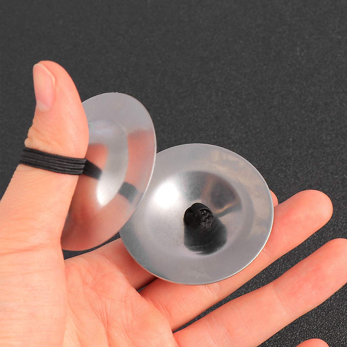 MILISTEN 6Pcs Finger Cymbals, Finger Cymbals Brass Zills Finger Musical Instrument for Dancer Ball Party, Silver