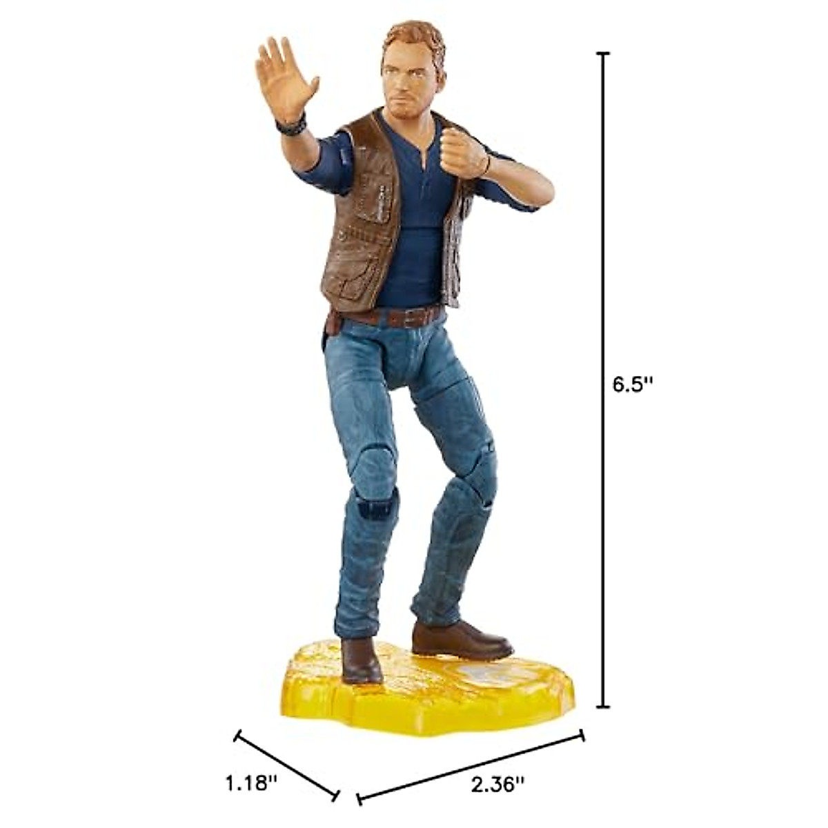 Jurassic World Toys Owen Grady 6-inches Collectible Action Figure with Movie Detail, Movable Joints, Toy Knife Accessory, Extra Hands, Display Stand; for Ages 4 and Up