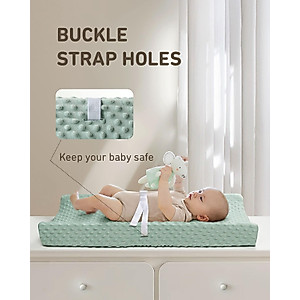 Changing Pad Cover, Ultra Soft Minky Dots Plush Changing Table Covers for Baby Girls and Boys, 2 Pack (Roman Green & Lily White)