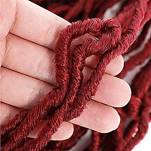 Soft locs crochet hair 24 inch 6 packs faux locs crochet hair burgundy butterfly locs pre looped braids synthetic crochet hair dreadlocks hair extensions for black women (24 inch, Burgundy)