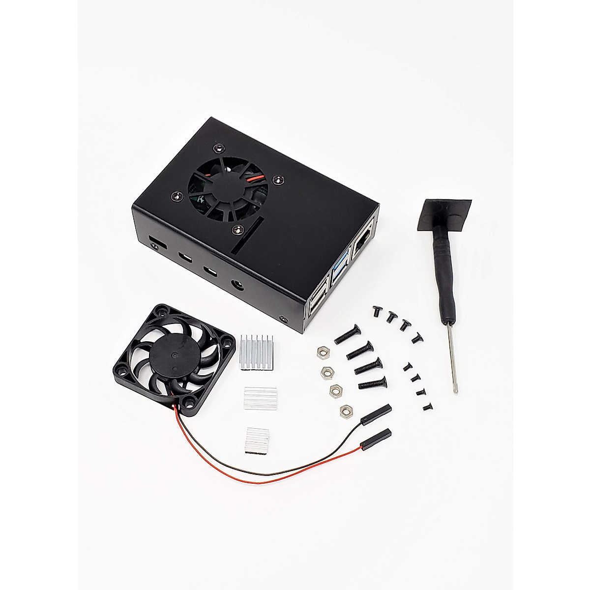 MICRO CONNECTORS, Inc. Aluminum Raspberry Pi 4 Model B Case with Fan, Black (RAS-PCS14-BK)