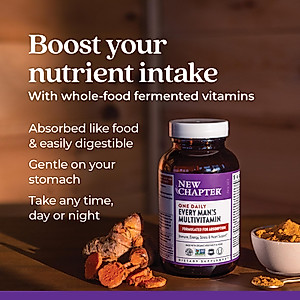 New Chapter Men's Multivitamin for Immune, Stress, Heart + Energy Support with Fermented Nutrients - Every Man's One Daily, Made with Organic Vegetables & Herbs, Non-GMO, Gluten Free - 96 ct