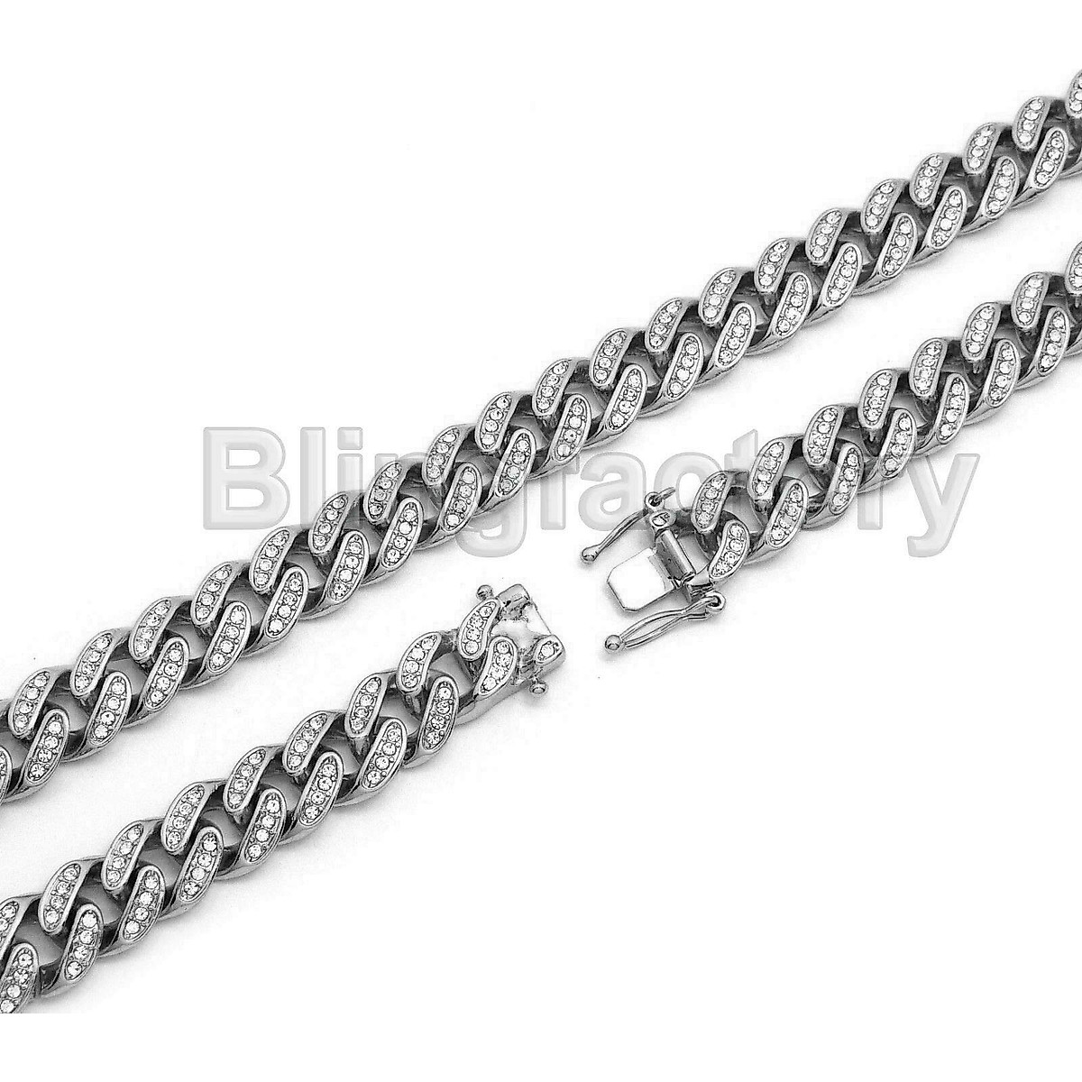 Silver Plated Dragon Pendant Pendant & 13mm 16" 18" 20" 24" Iced Cuban Box Lock Chain Hip Hop Necklace (Pendant & 24" Chain set)