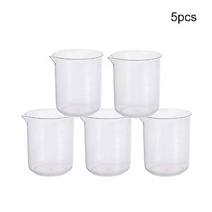 Auniwaig Plastic Beaker 500ml/17 Oz Lab Measuring Cup Graduated Beaker with Spout, Transparent Polypropylene Beaker Cups for Science Experiment Kitchen School Teaching Supplies 5PCS