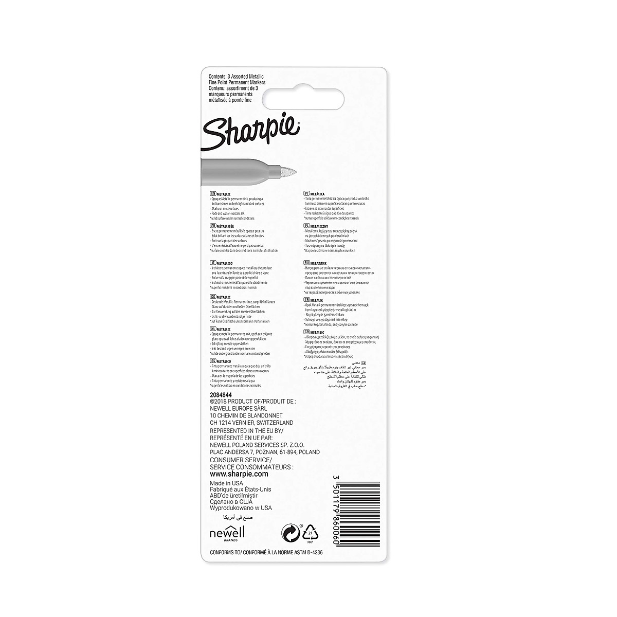 SHARPIE Permanent Markers | Fine Tip | Assorted Metallic Colours | 3 Count