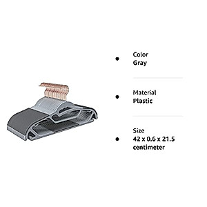 TIMMY Plastic Hangers, 50 Pack Ultra Thin Non Slip Clothes Hanger Space Saving Coat Hangers, 360°Rotating Rose Gold Hook Hanger Heavy Duty Pant Hangers (Grey)