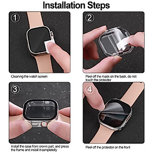 Charlam Compatible with 49mm Apple Watch Screen Protector Ultra iWatch Case Cover, 3 Pack Hard PC Edge Bumper Cases Full Coverage Touch Sensitive Protective Screen Covers, Red/White/Black, 49mm