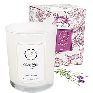Chez Juju Lavender Scented Candle | 100% Pure Natural Soybean Wax | Luxurious Clean Burning Aromatherapy | Plant Based Vegan Eco Friendly | Pilates, Yoga, Bath, Gift, Relax, Meditation Candle
