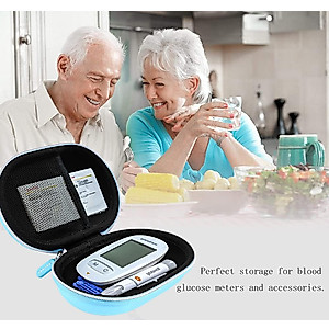 Leayjeen Portable Case Compatible with Blood Glucose Monitor Kit，Holds Glucometer, Lancing Device, Blood Sugar Test Strips,Lancets and Other Diabetic Testing Accessories-Blue(Case Only)