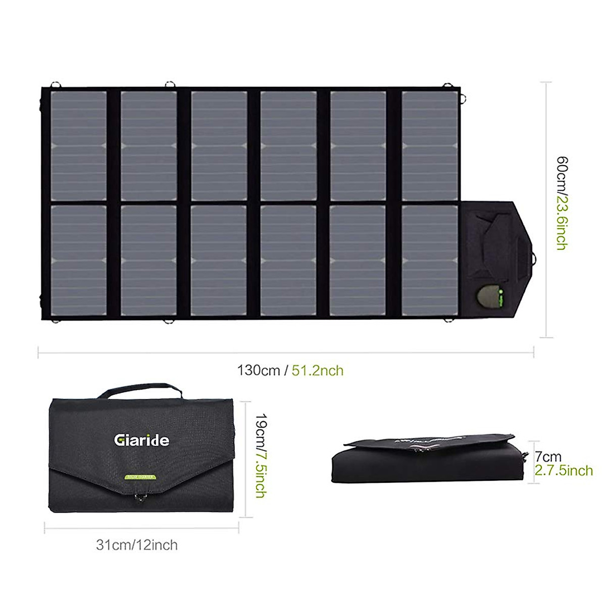 GIARIDE Foldable Solar Panel USB/DC Solar Panel Charger 18V Portable Solar Panel 80W for Laptop Solar Battery Charger for Camping Portable Solar Panels for Rv Portable Solar Charger for Car Battery